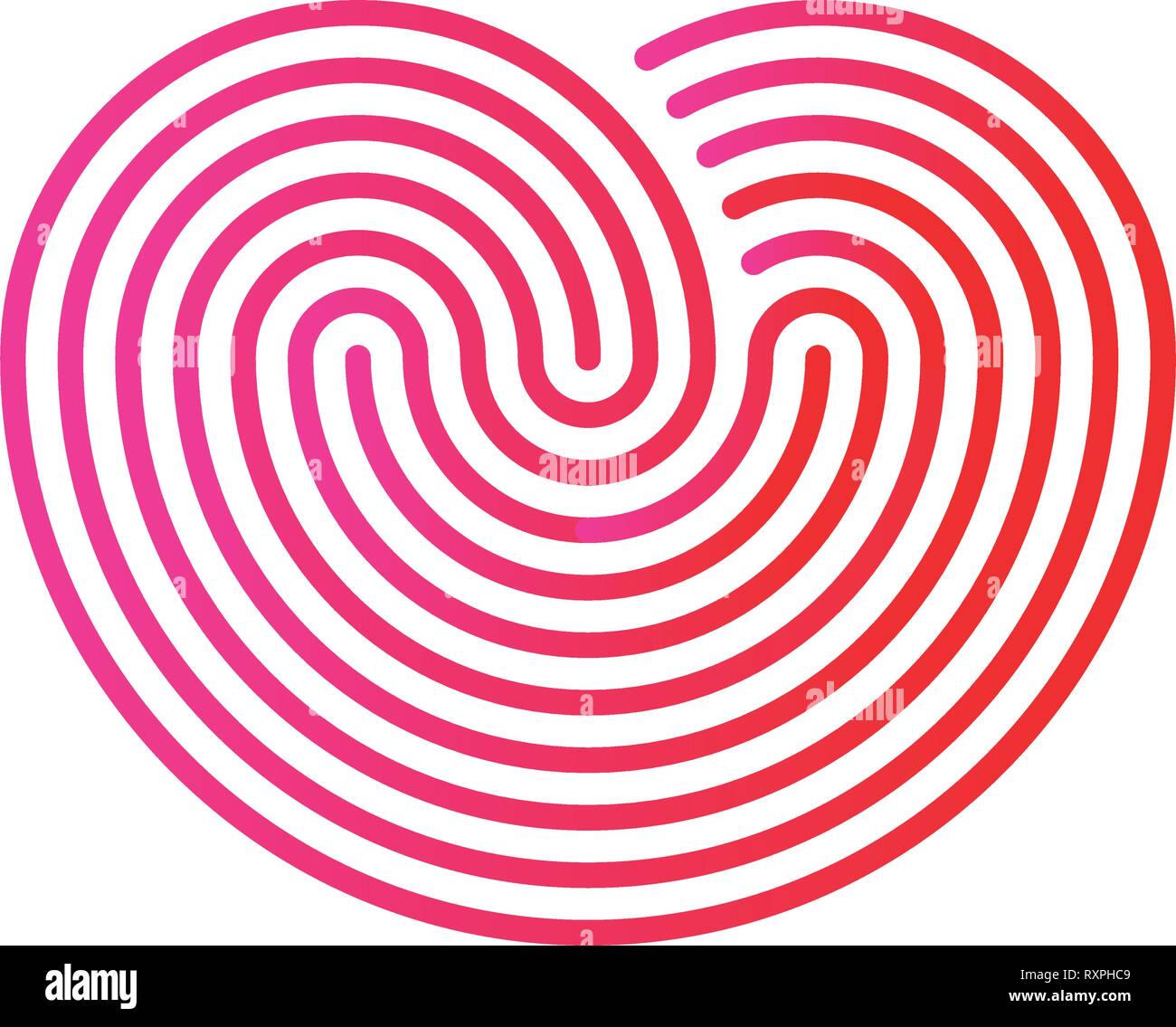 Love symbol. Red heart, linear icon, logo template. Modern emblem idea ...