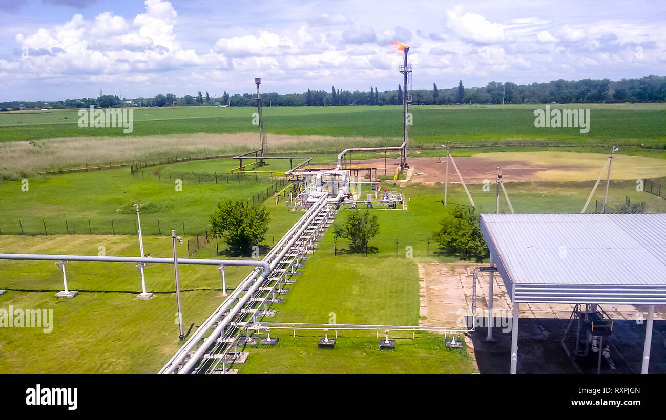 Flare for flaring associated gas. The end point of the pressure relief ...