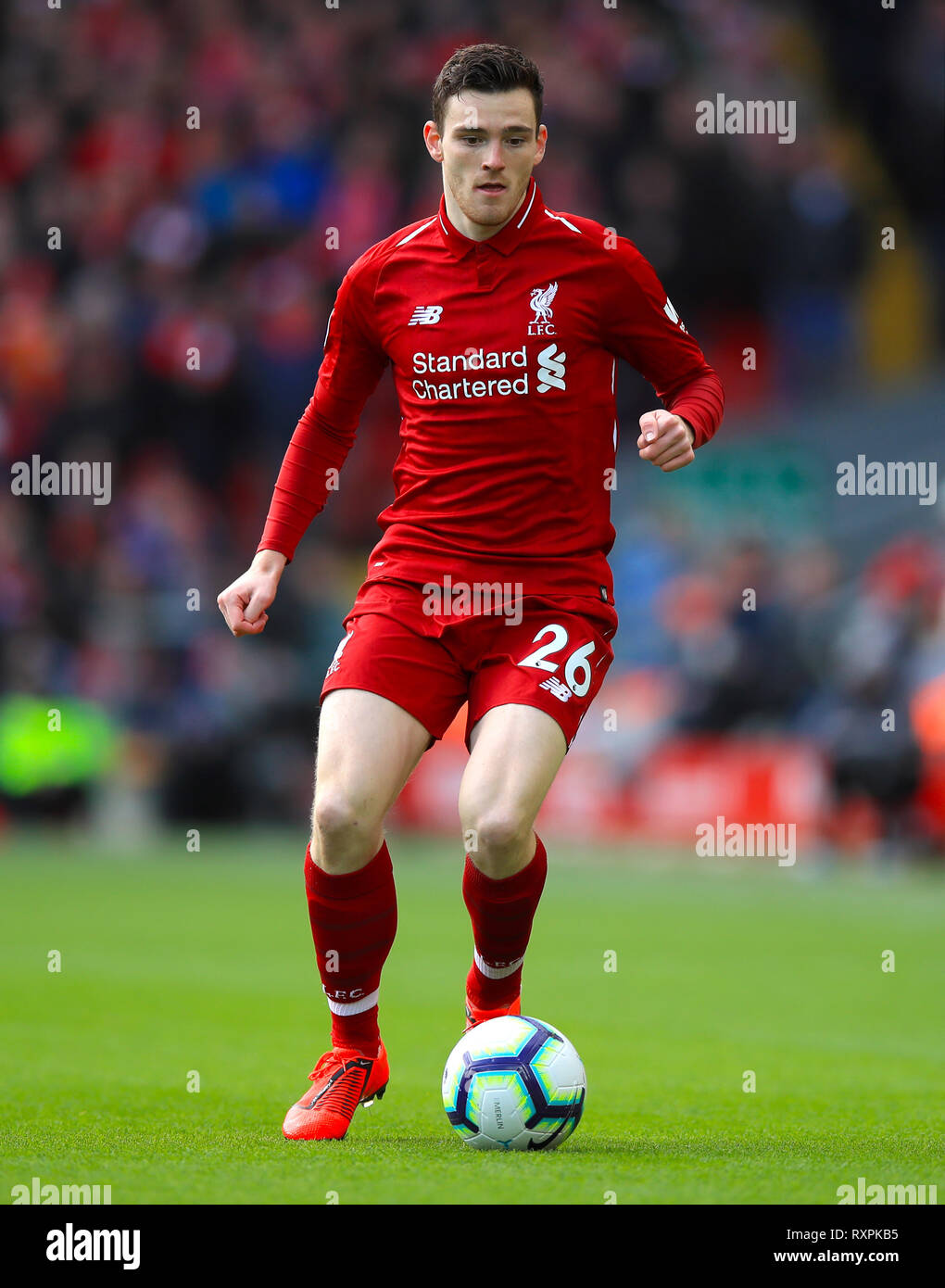Liverpool's Andrew Robertson during the Premier League match at Anfield ...