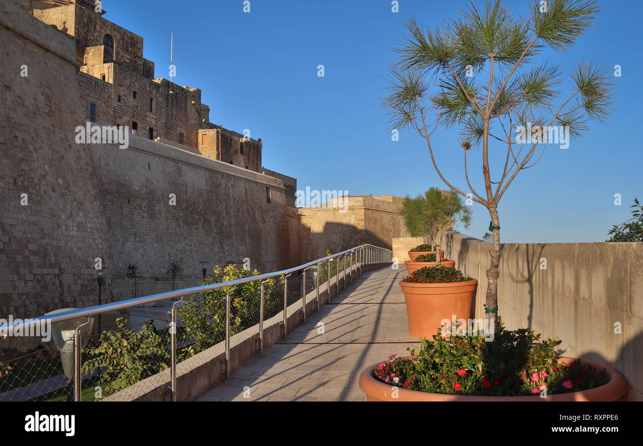 Top view on the castle ditch of citadel of Victoria from the castle ...