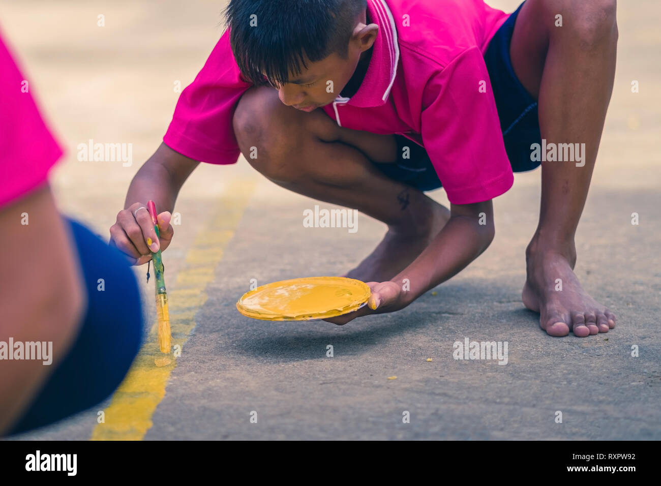 KANCHANABURI THAILAND - SEPTEMBER 20 : Unidentified students help to ...
