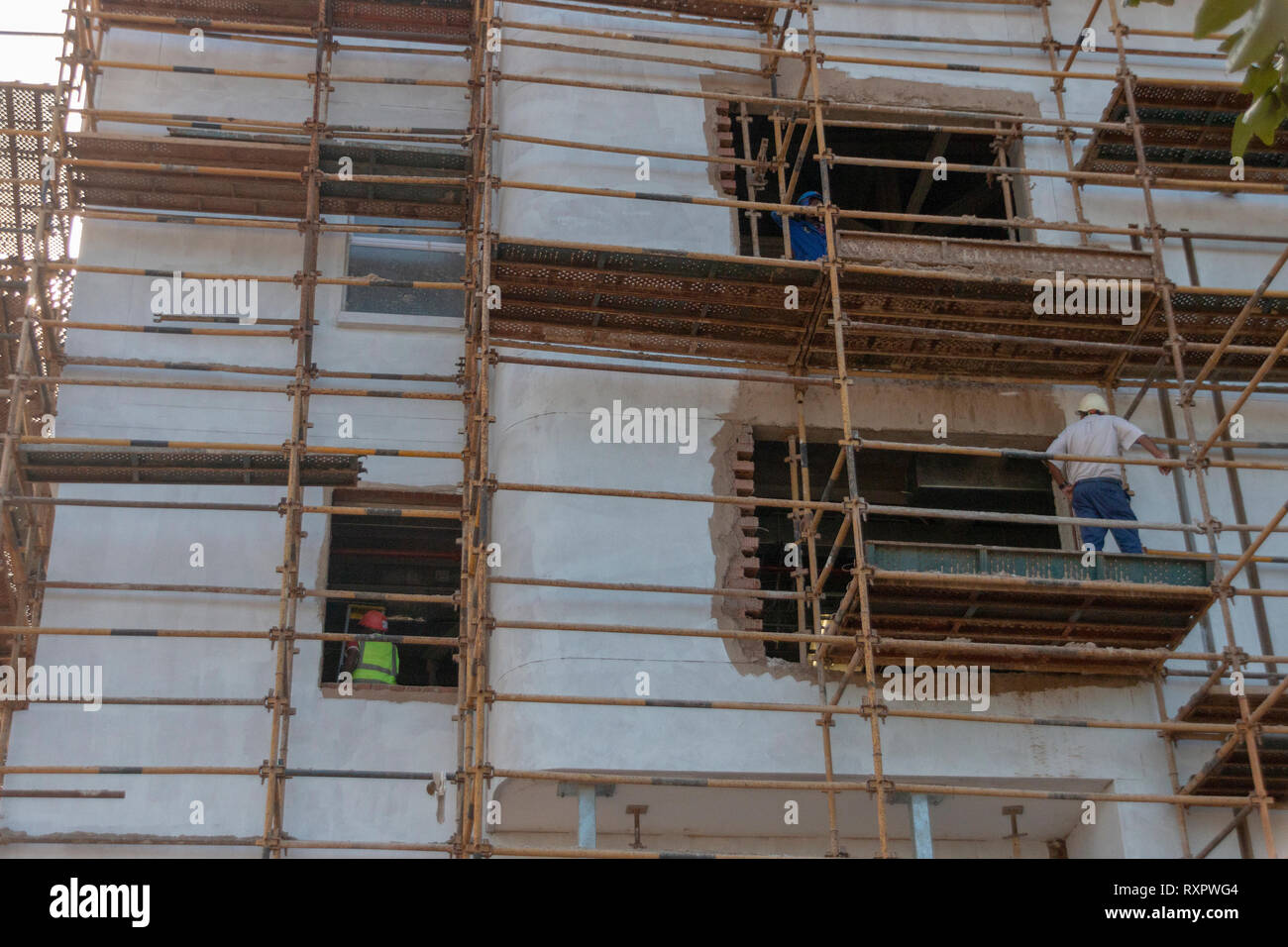 A close up view of a construction site where a new building is being ...