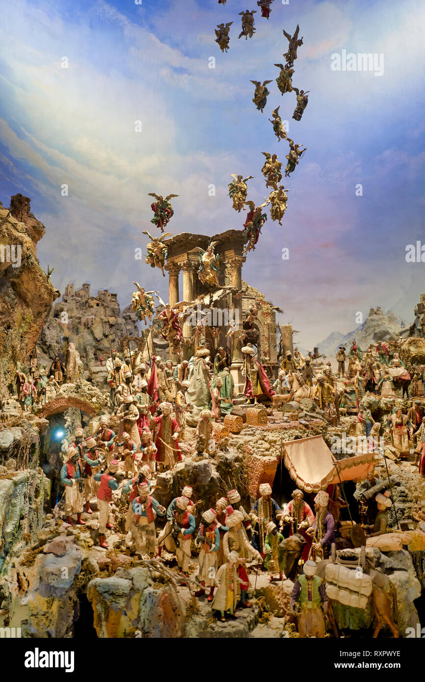 Naples Campania Italy. Nativity scene inside the Certosa di San Martino ...