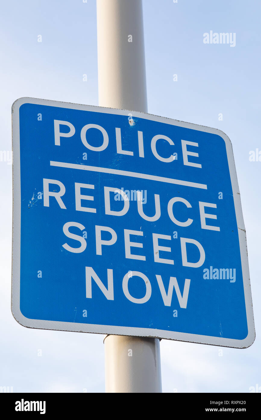 Road sign reduce speed now hi-res stock photography and images - Alamy