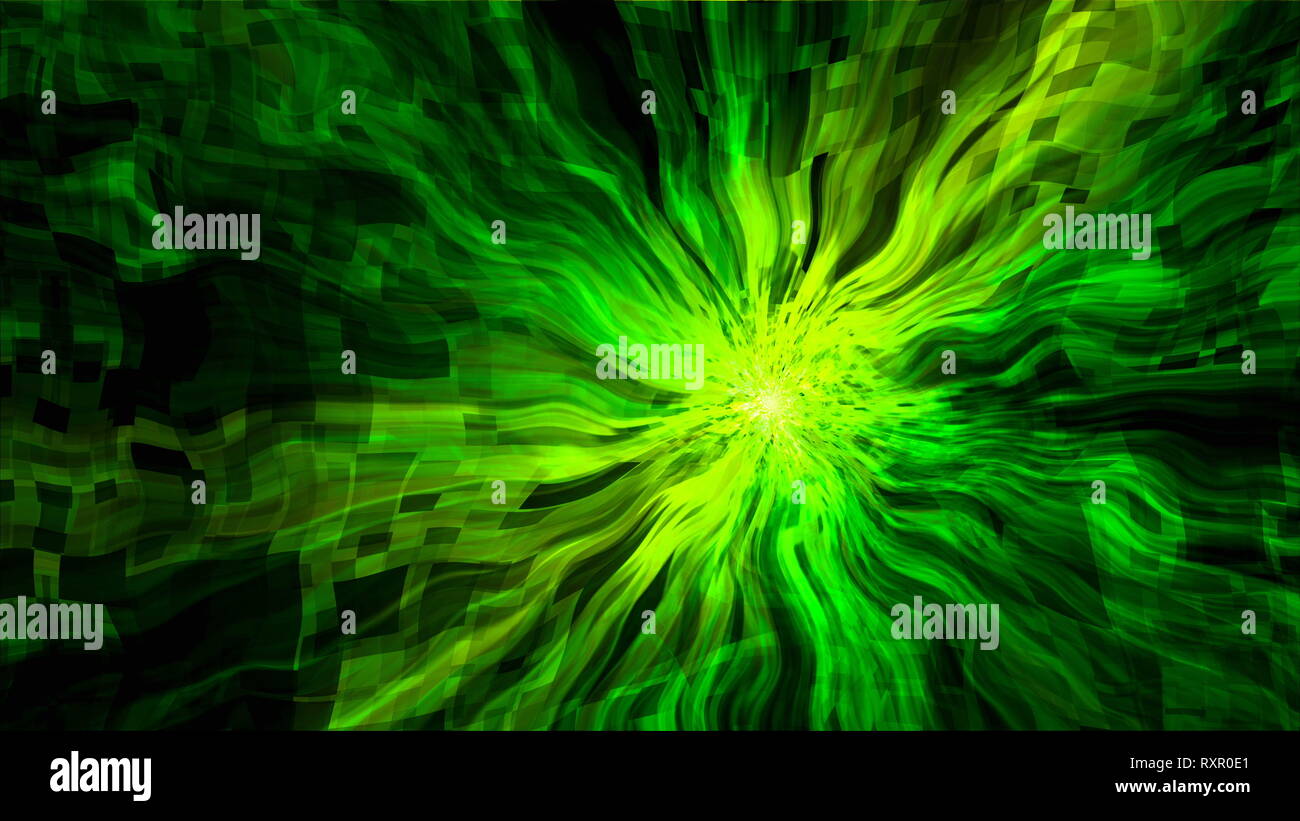 Bright digital flower abstraction - distortion of space with shiny ...