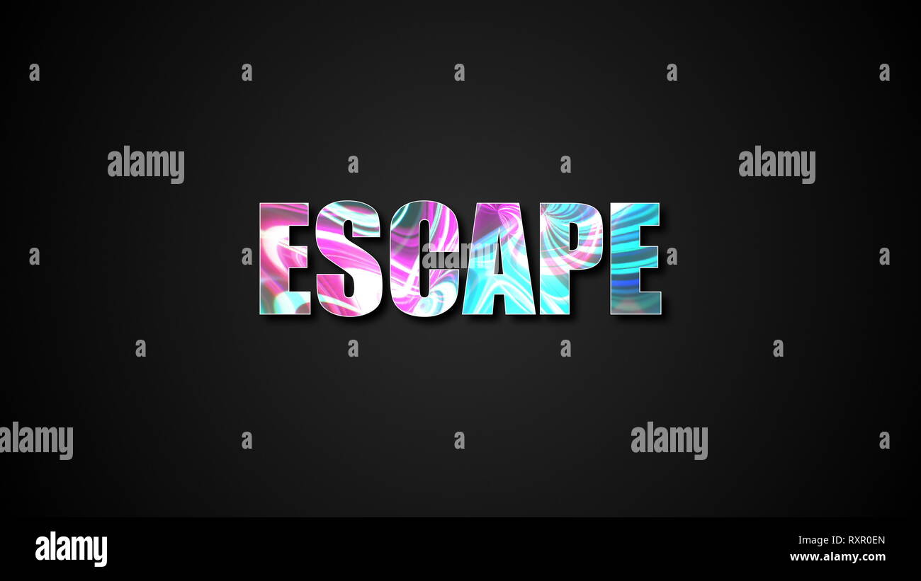Letters of bright shiny Escape text with plasma effect, 3d rendering ...
