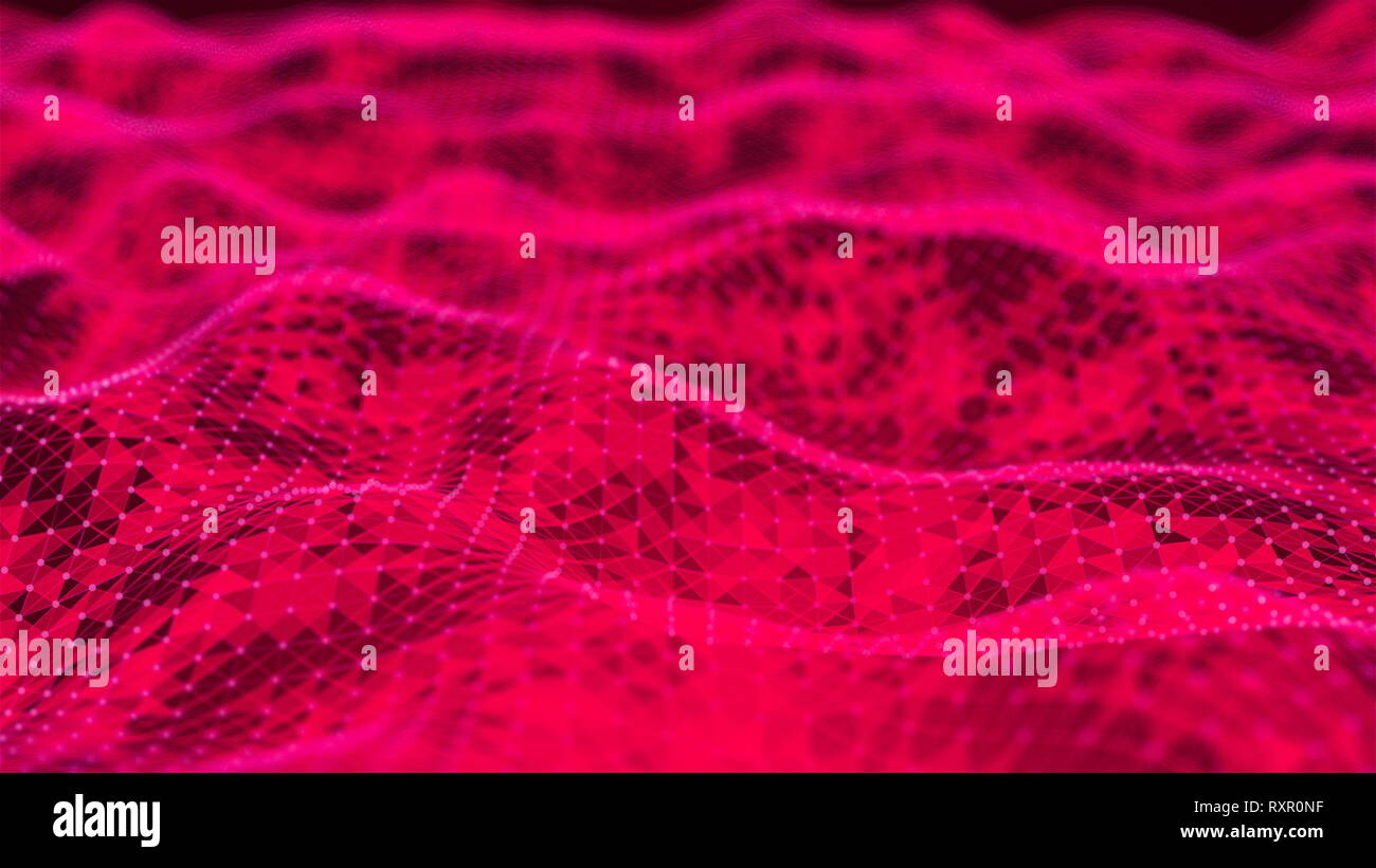 Fantastic triangles abstract connection, effect of sea waves or fabric ...