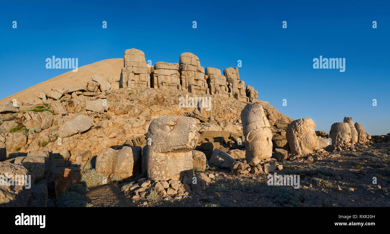 Statue heads, from left, Eagle, Antiochus, Commagene, Zeus, Apollo ...