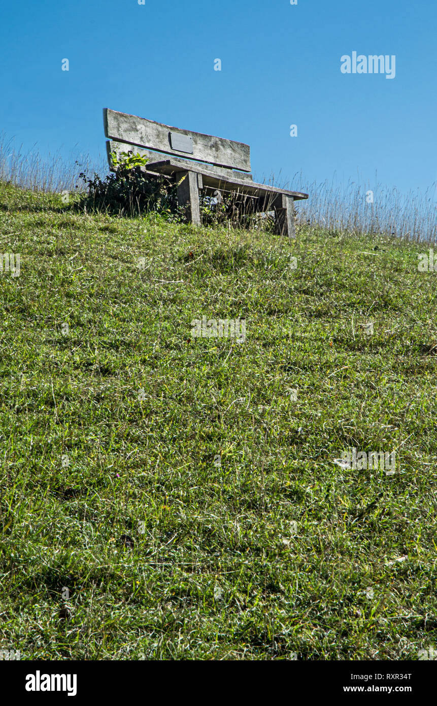 Bench on the hill Kent Stock Photo - Alamy