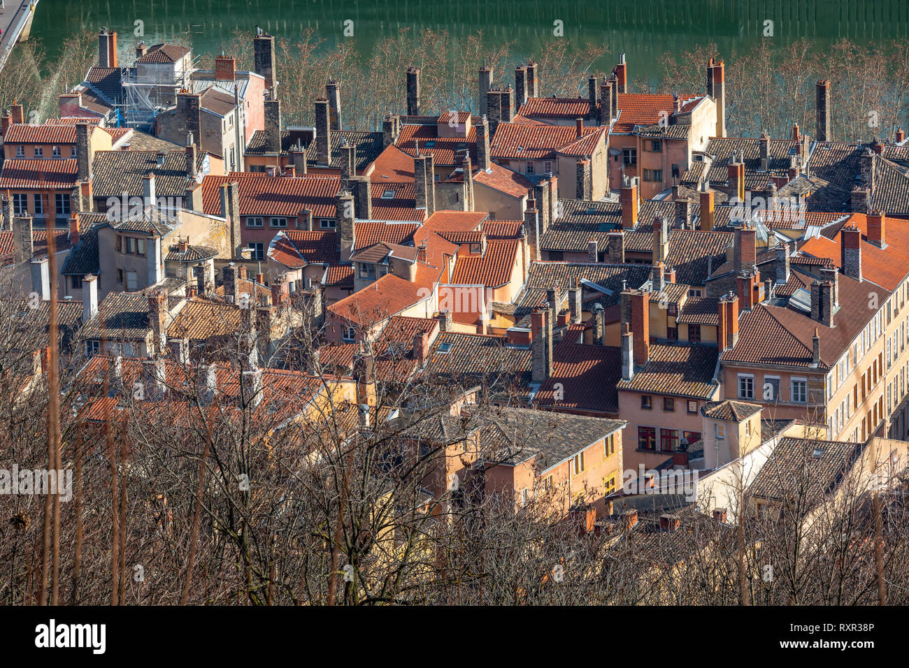 chimneys in ancient Lyon Stock Photo - Alamy