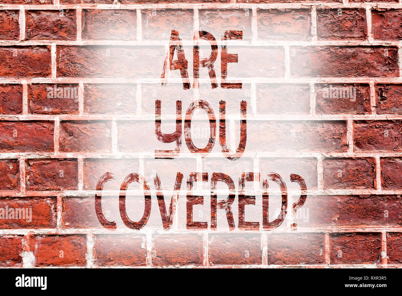 Handwriting text writing Are You Coveredquestion. Conceptual photo Have ...