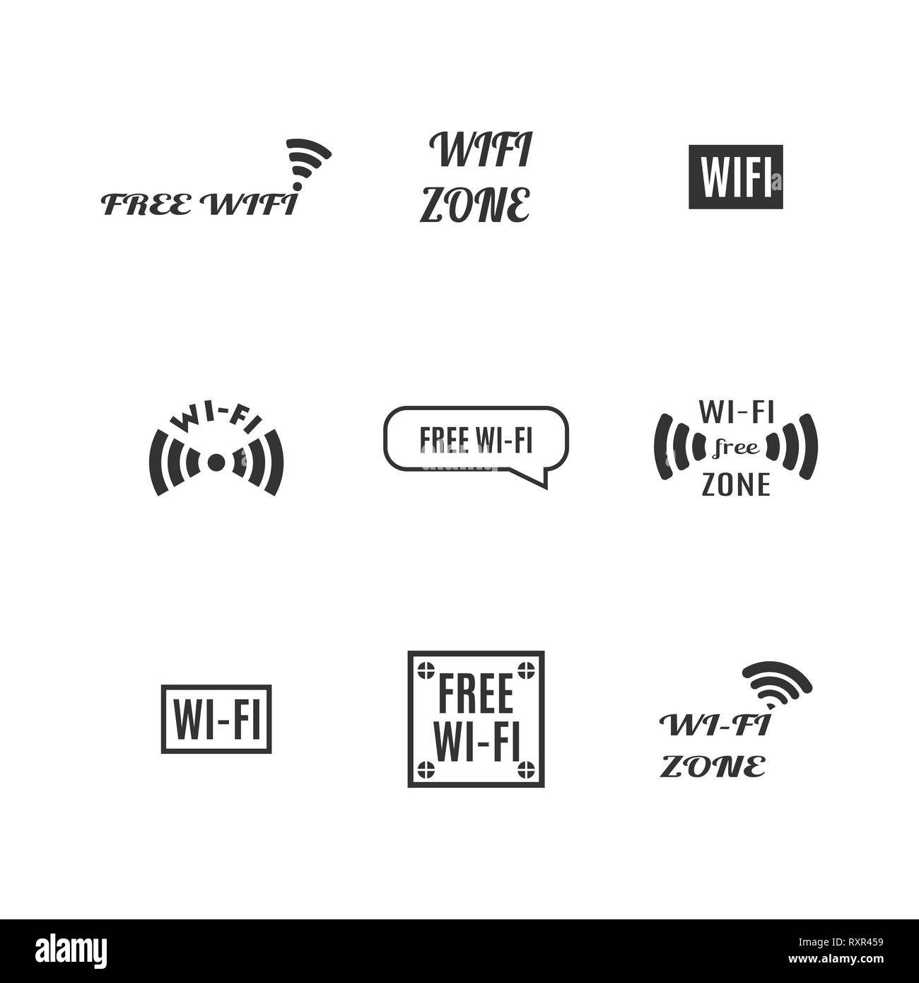 Set of various wireless icons isolated on a white background. Flat ...