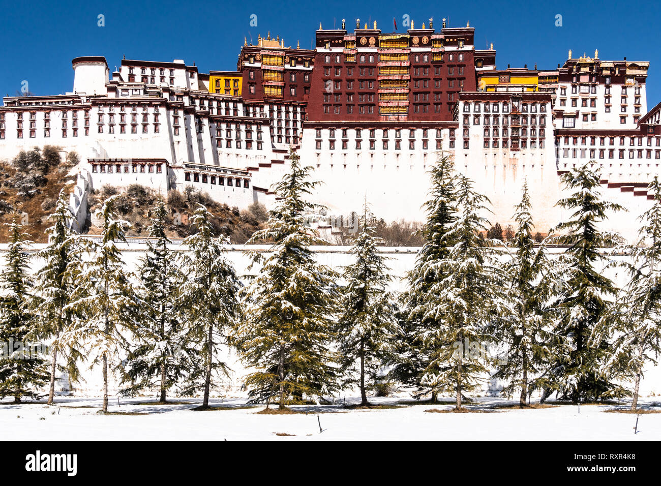 The famous Potala palace on a sunny winter day in Lhasa in Tibet, China ...