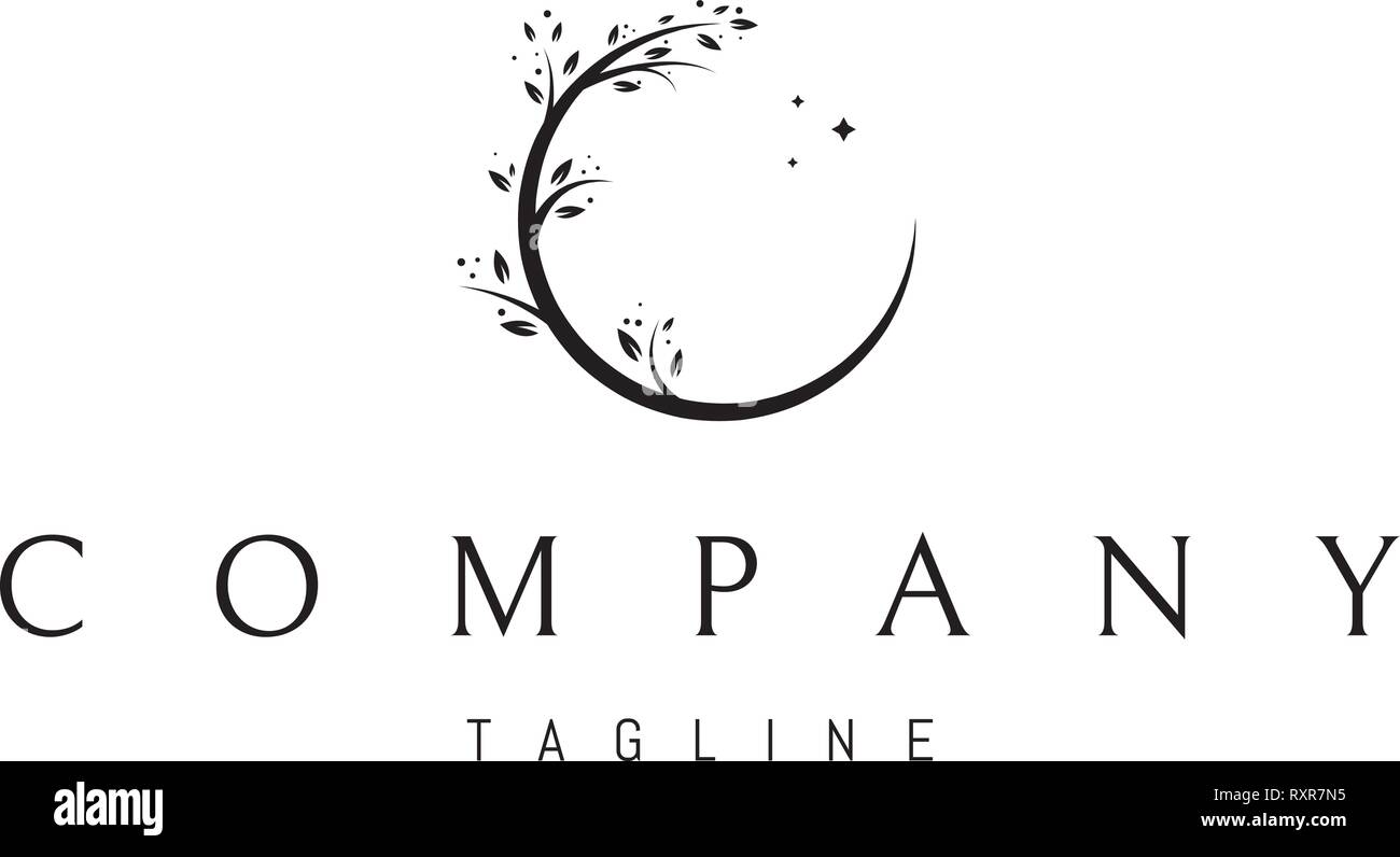 Tree Moon flower leaf vector logo design Stock Vector Image & Art - Alamy