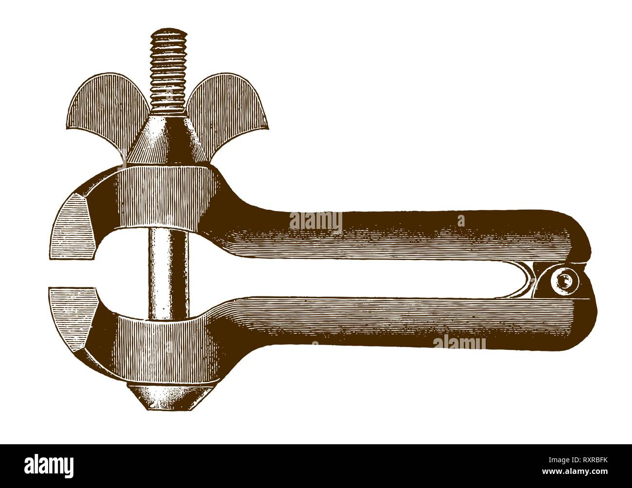 Historic hand vise in side view (after an etching or engraving from the ...