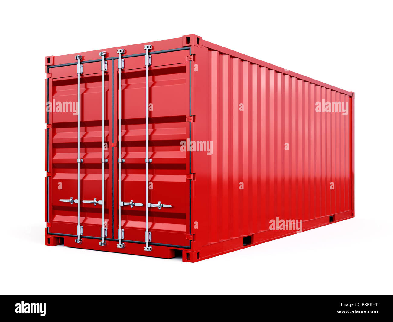 Cargo container shipping freight, red color. Logistics and see transportation business concept ...