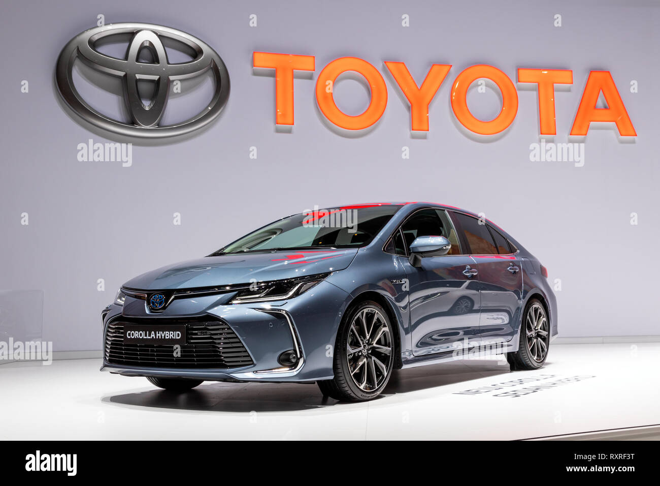 GENEVA, SWITZERLAND - MARCH 6, 2019: Toyota Corolla Hybrid car ...