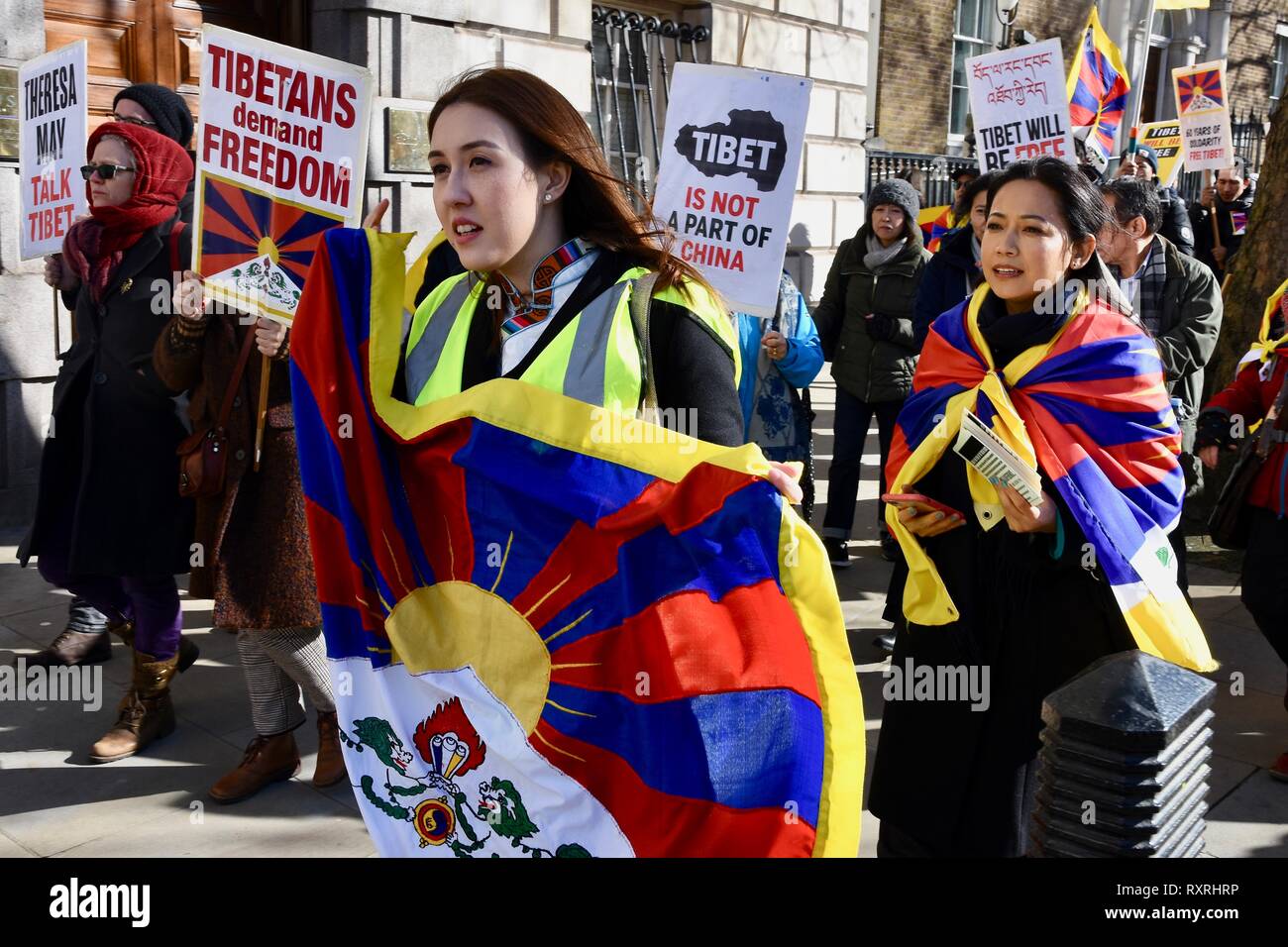 10th Mar 2019. Free Tibet Demo,Hundreds of Tibetans held a Protest and ...