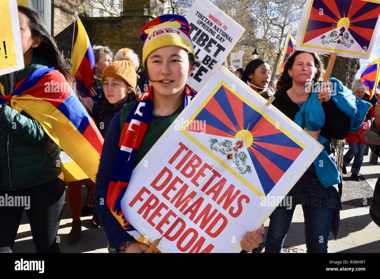 10th Mar 2019. Free Tibet Demo,Hundreds of Tibetans held a Protest and ...