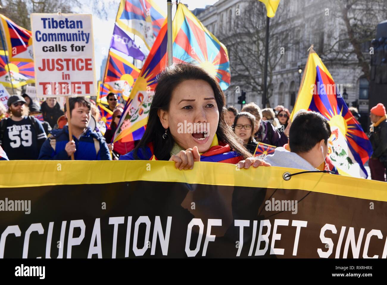 10th Mar 2019. Free Tibet Demonstration.Hundreds of Tibetans held a ...