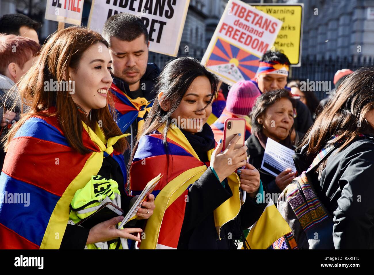 10th Mar 2019. Free Tibet Demonstration.Hundreds of Tibetans held a ...