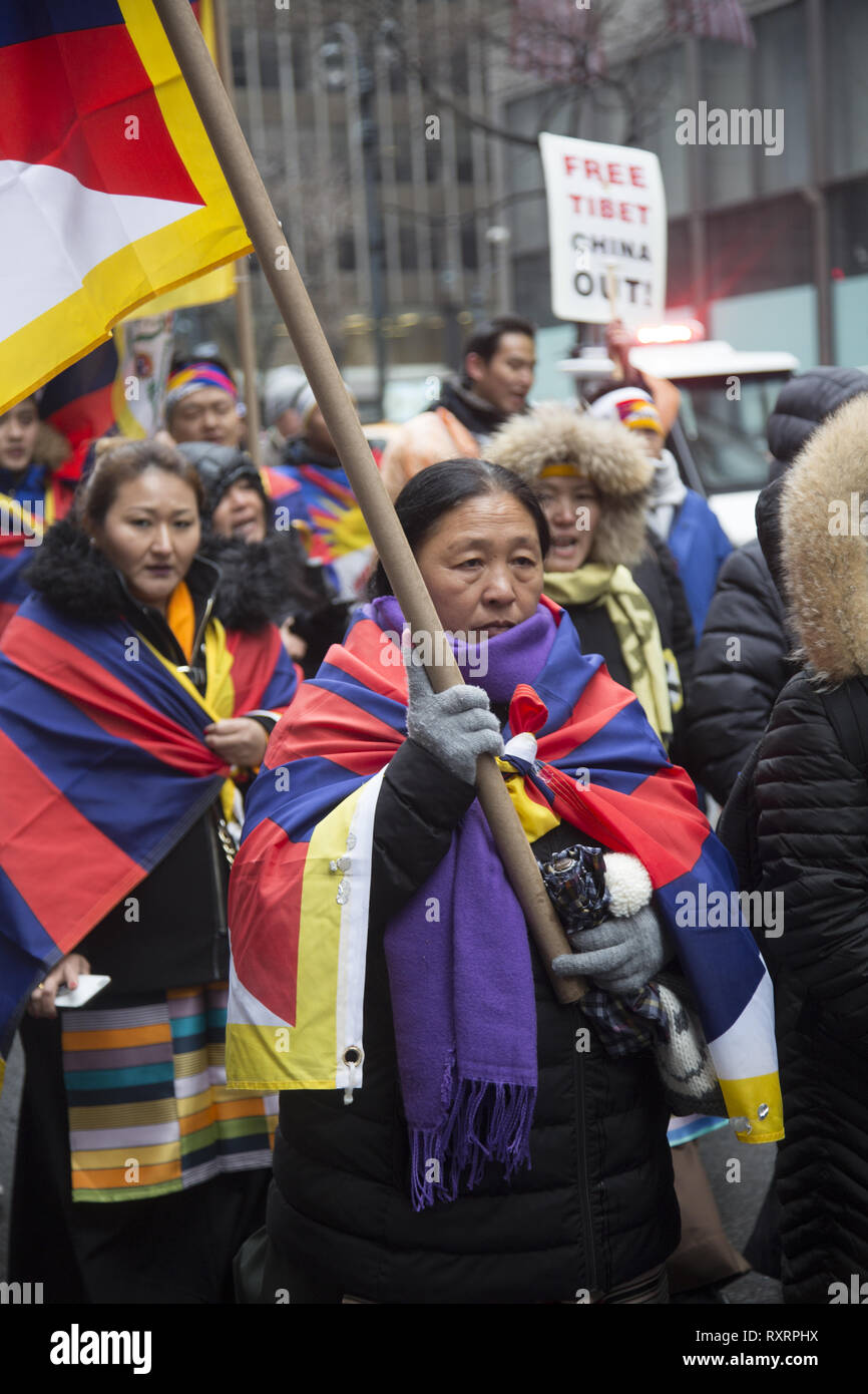 New York, USA. 10th Mar 2019. Tibetans in exile gathered in NY City at ...