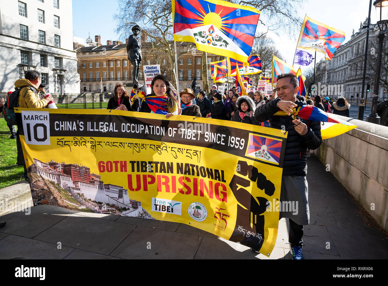 London, UK, 10th March 2019. Free Tibet Demonstration. Hundreds of ...