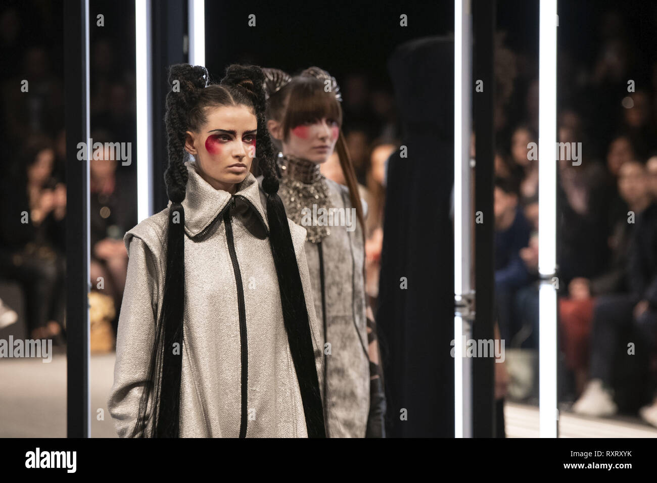 Lisbon, Portugal. 8th Mar, 2019. A model is seen walking the runway ...