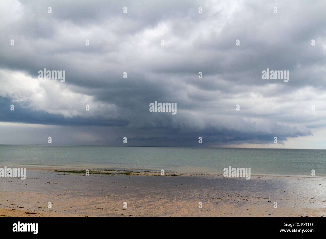 Looking towards a distant storm on the English Channel from the Sword ...