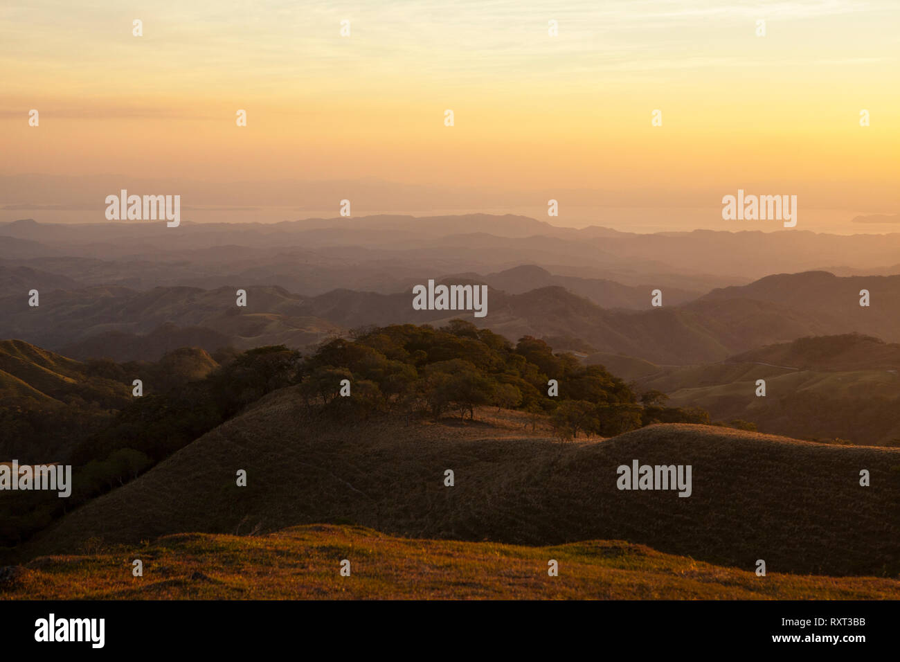 Awesome panoramic view at sunset in Monteverde hills, Costa Rica Stock ...
