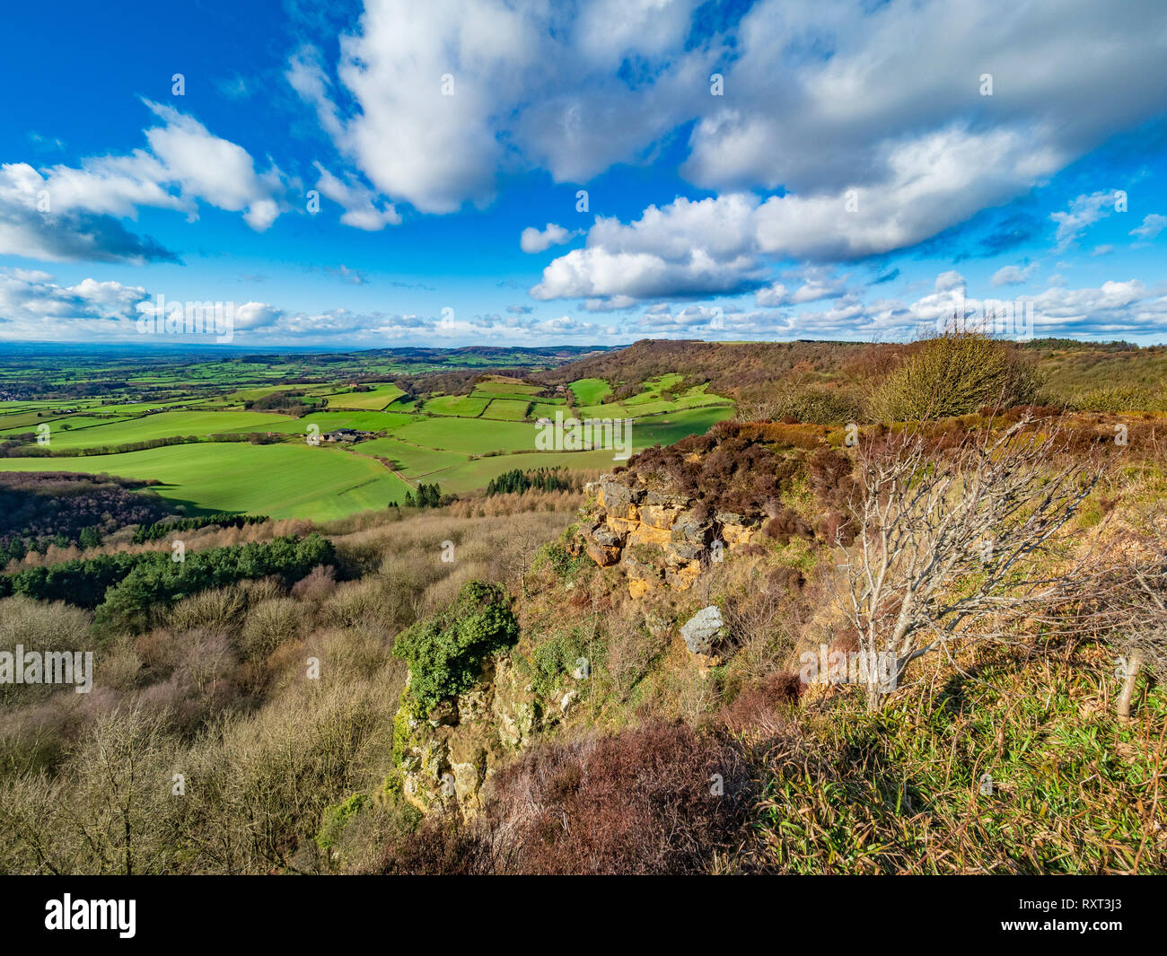 View from the top of Sutton Bank, Hambleton Hills, North Yorkshire, UK ...