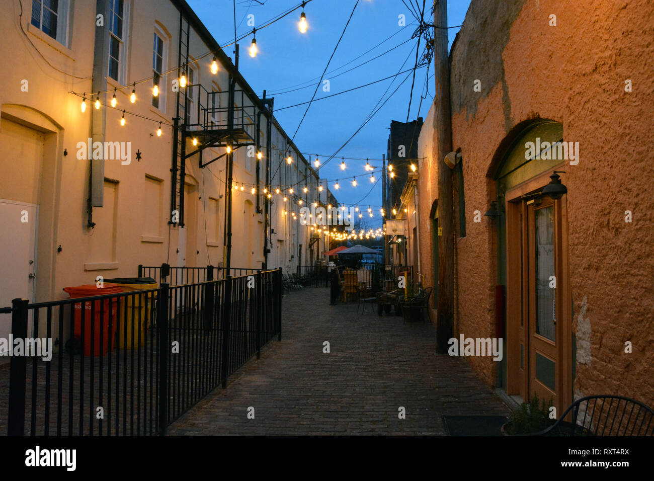 Edison lights string Pailin's Alley, a pedestrian way and popular ...