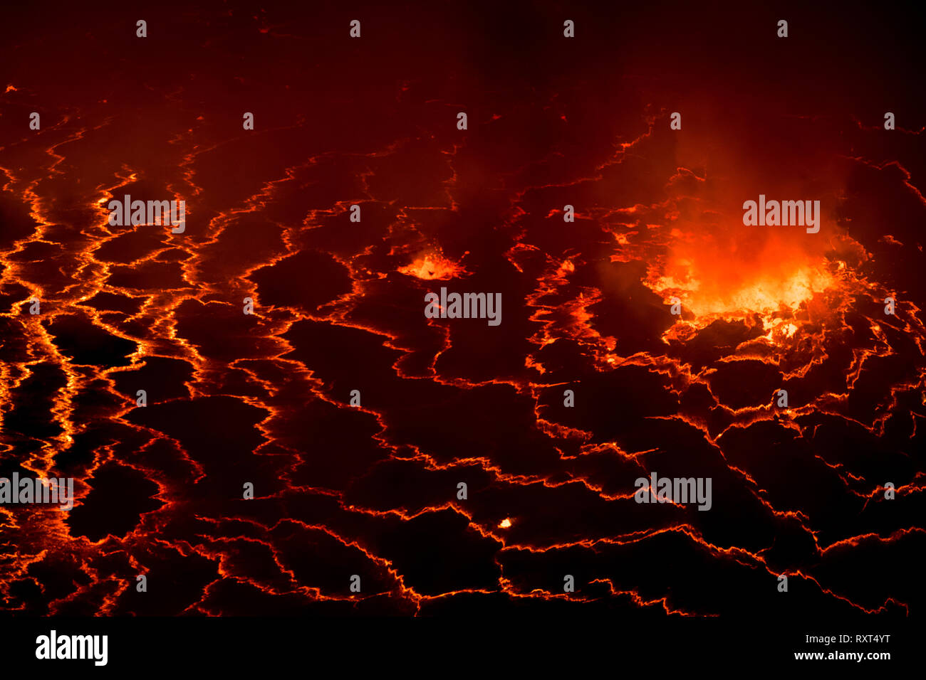The lava lake at the top of Nyiragongo Volcano in the DRC Stock Photo ...