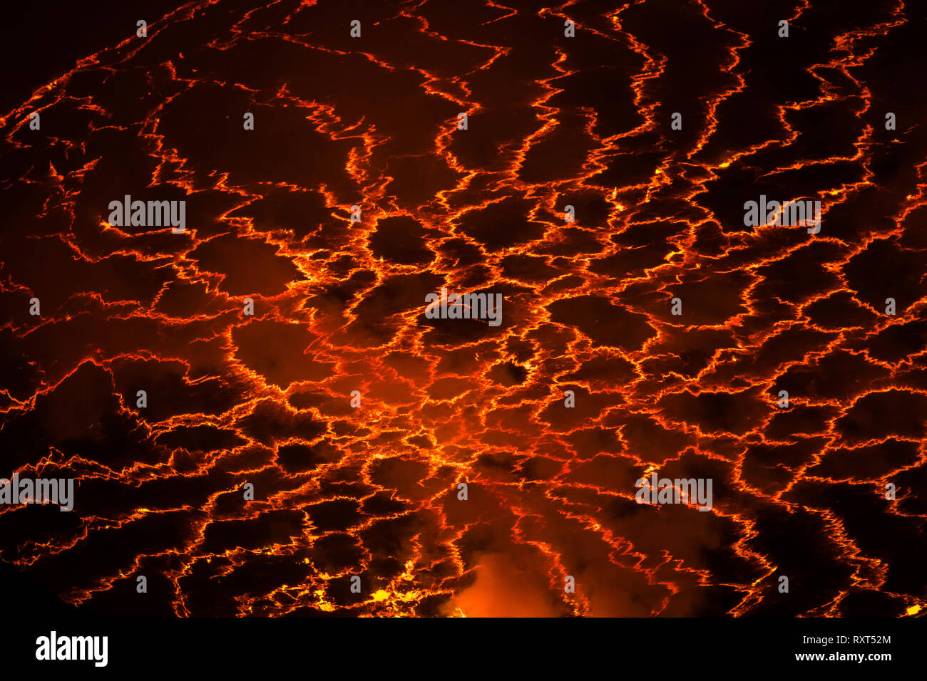 The lava lake at the top of Nyiragongo Volcano in the DRC Stock Photo ...