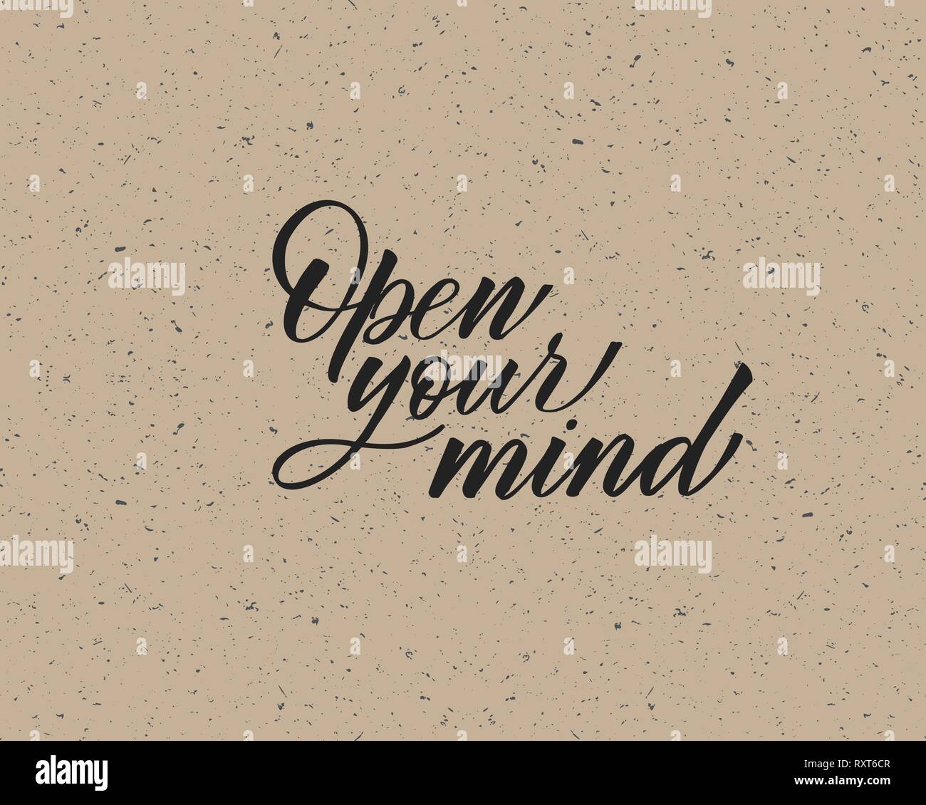 Open your mind - hand lettering inscription to holiday design, black ...