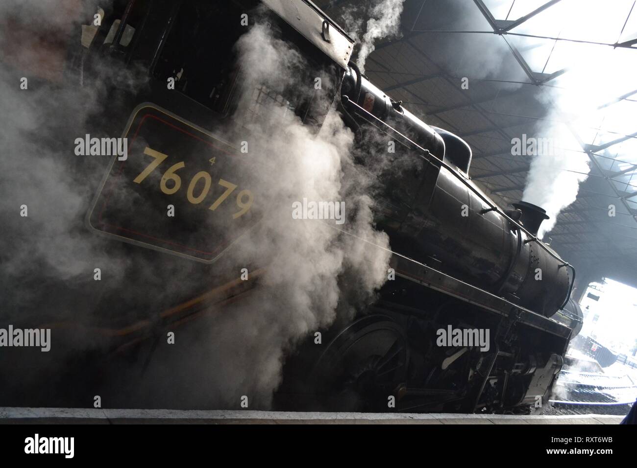 Steam train 76079 arriving at Pickering Station on the North Yorkshire ...