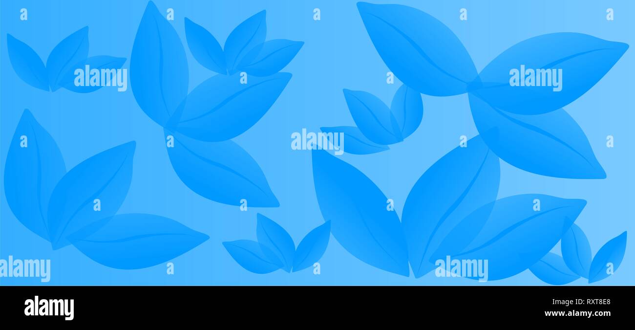 Graphic pattern with leaf motive, blue color background Stock Photo - Alamy