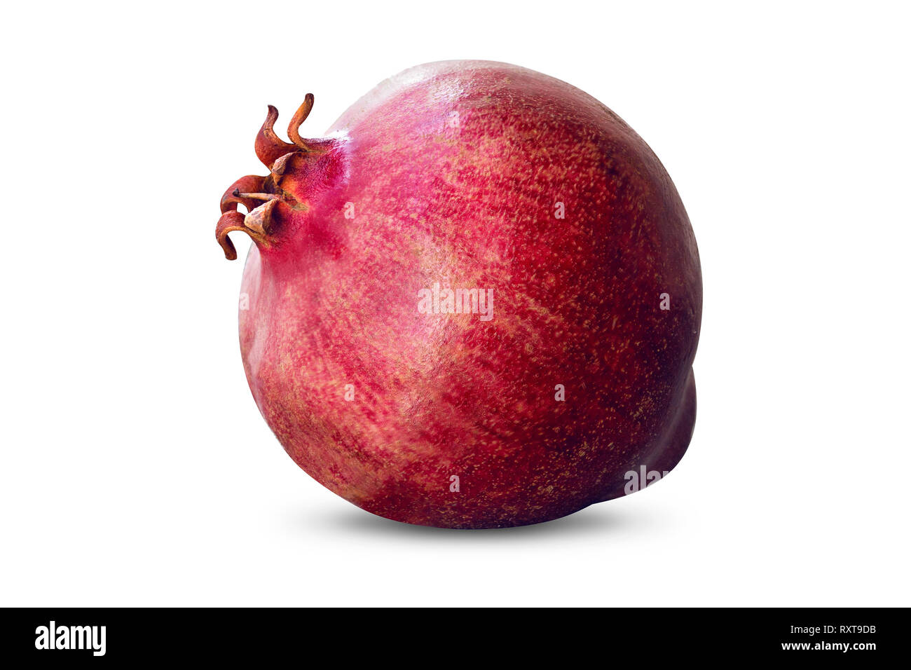 Single whole pomegranate isolated on white background Stock Photo - Alamy