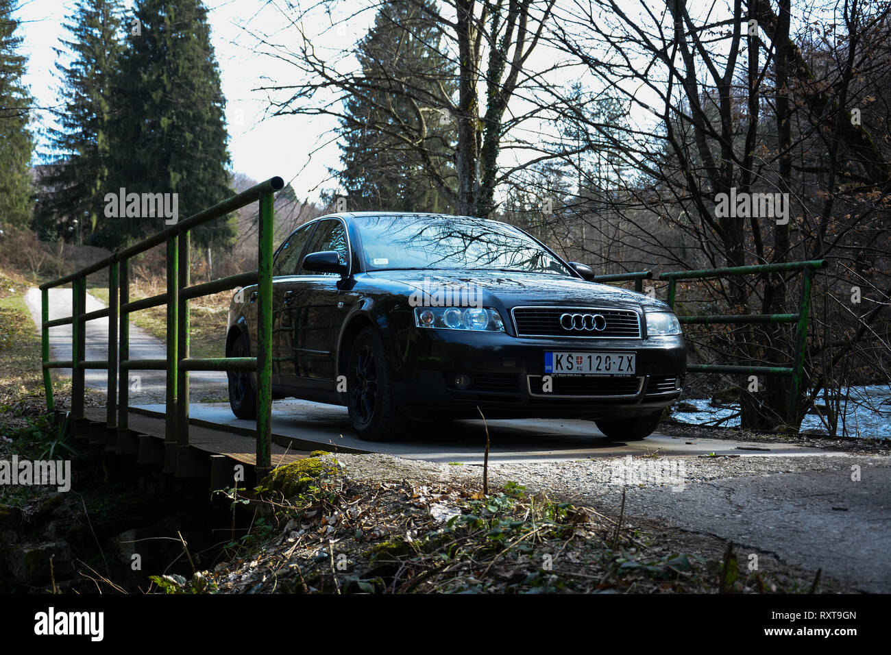 Audi A4 B6 on the bridge from mountaint Jastrevac Stock Photo - Alamy
