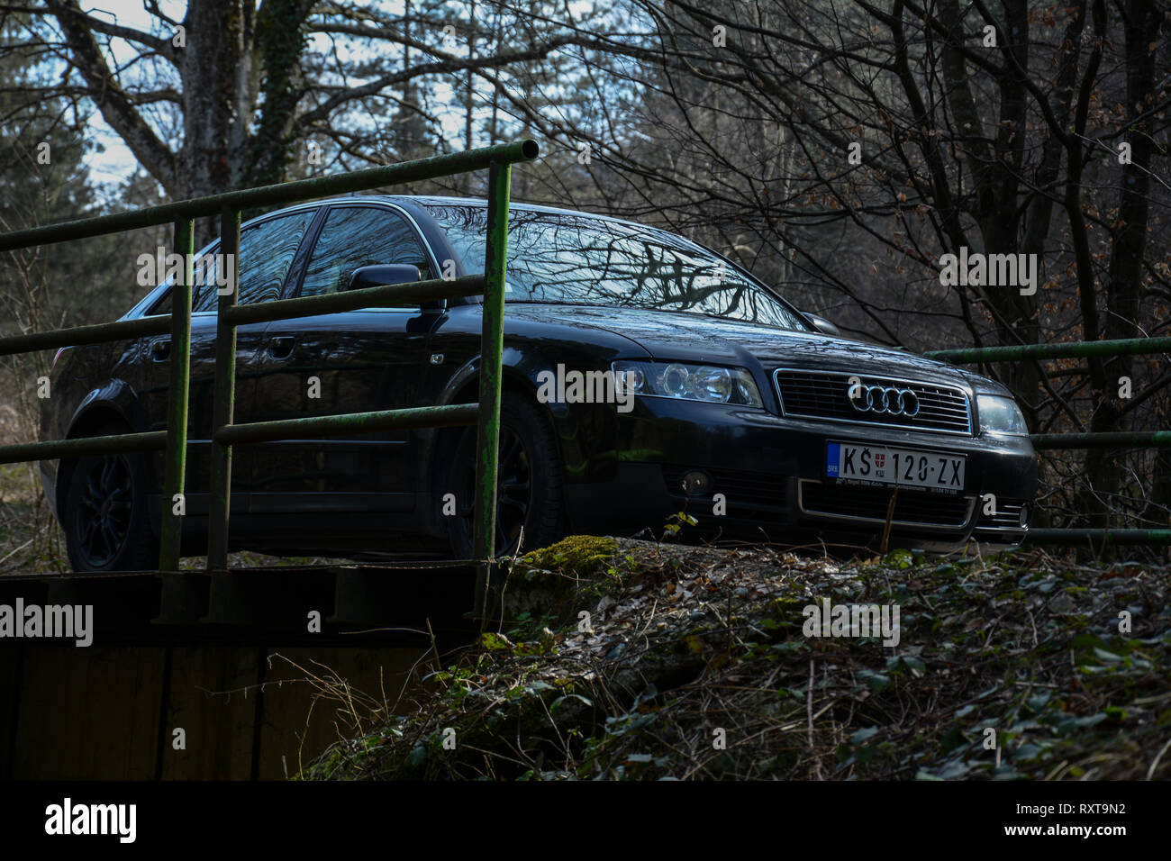 Audi A4 B6 front part on the bridge from mountain Jastrebac Stock Photo ...