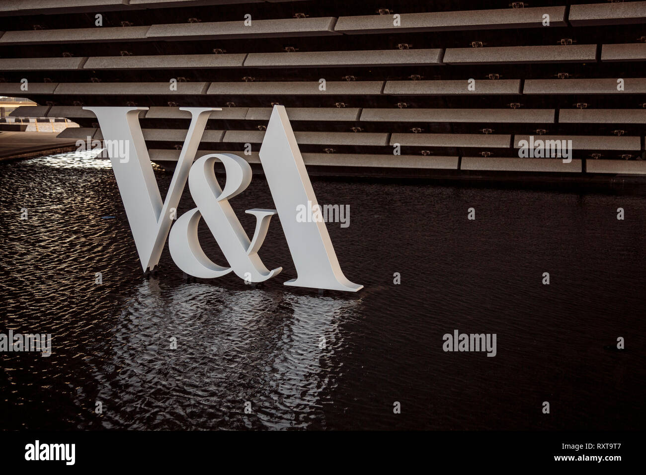 The floating sign next to the entrance of the V&A Museum in Dundee ...