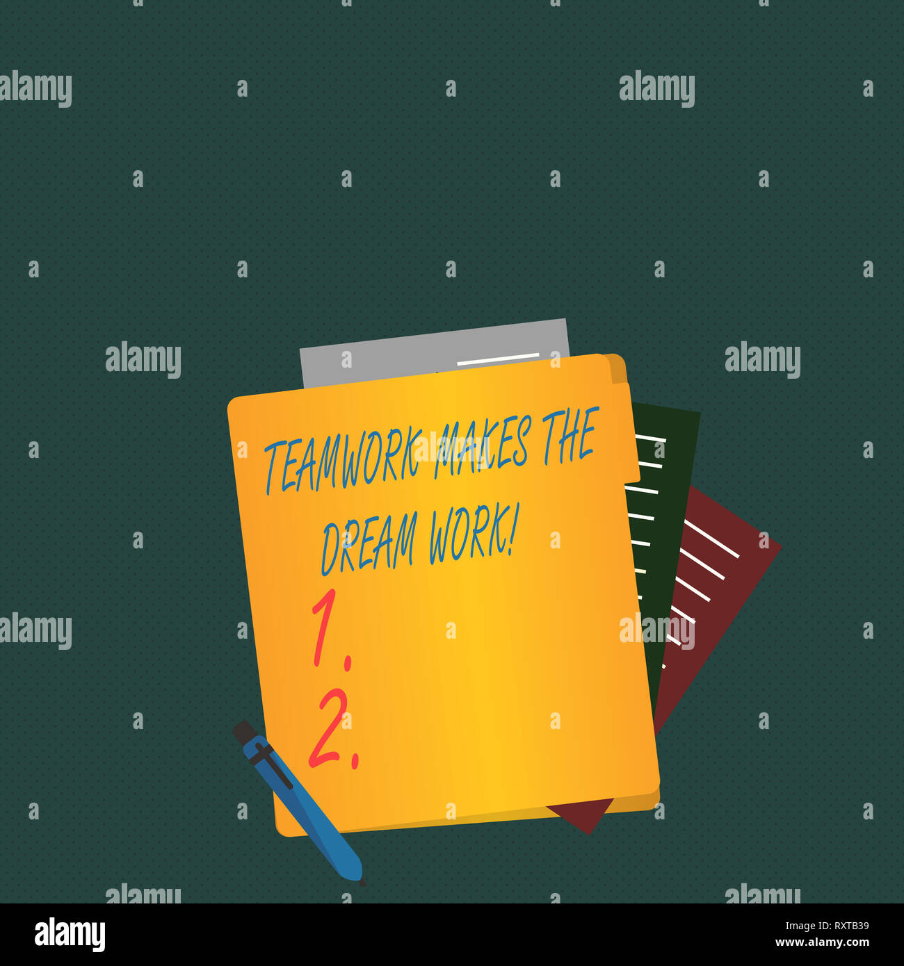 Writing note showing Teamwork Makes The Dream Work. Business concept ...