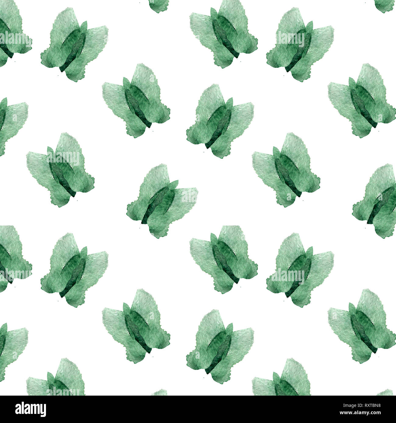 butterfly watercolor green seamlless pattern Stock Photo - Alamy