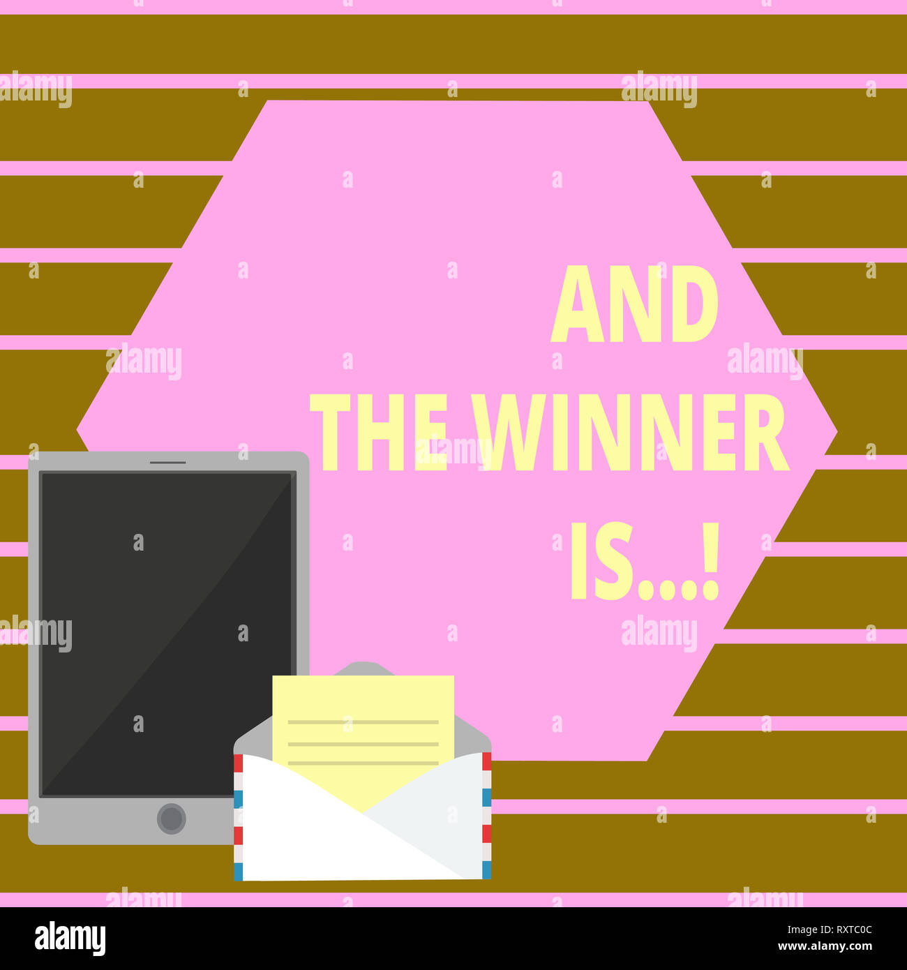 Conceptual hand writing showing And The Winner Is . Concept meaning ...