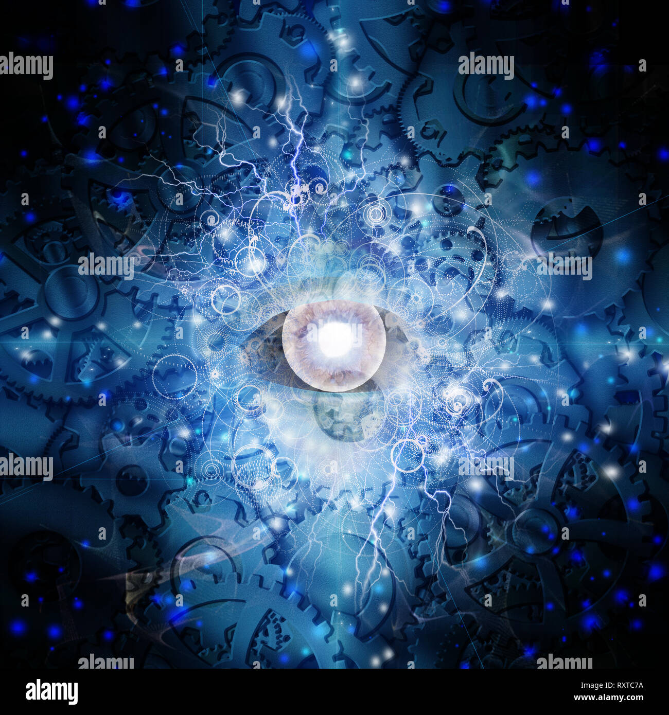 Eye and gears design Stock Photo - Alamy