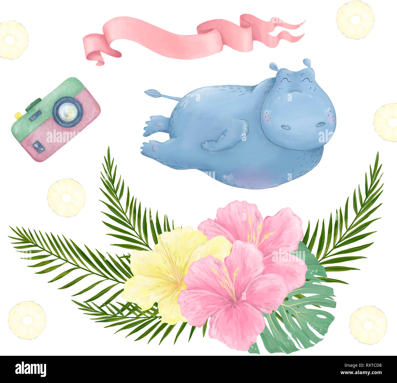 Hippo Clip art animal hippopotamus cute Stock Photo - Alamy