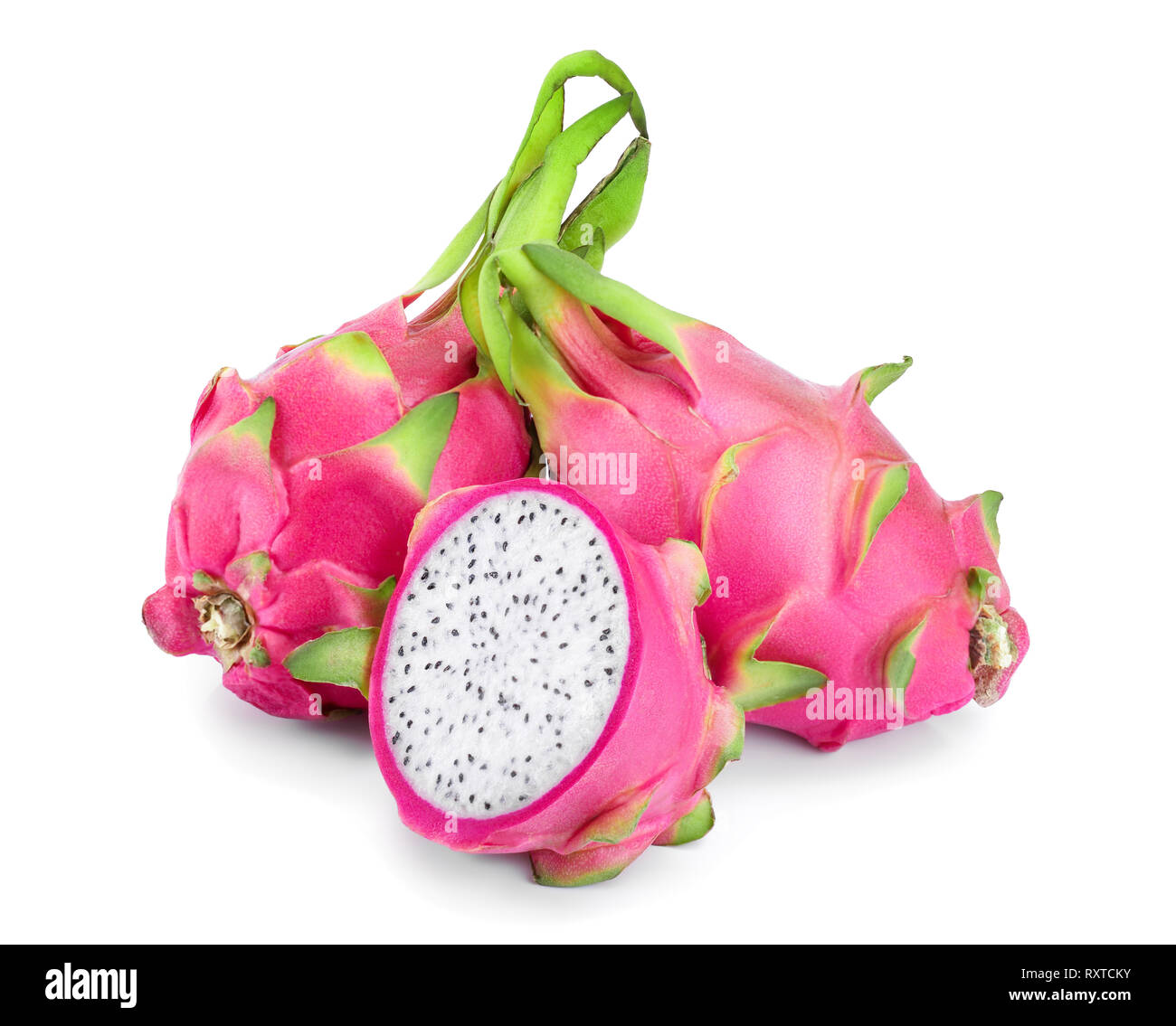 Ripe Dragon fruit, Pitaya or Pitahaya isolated on white background ...