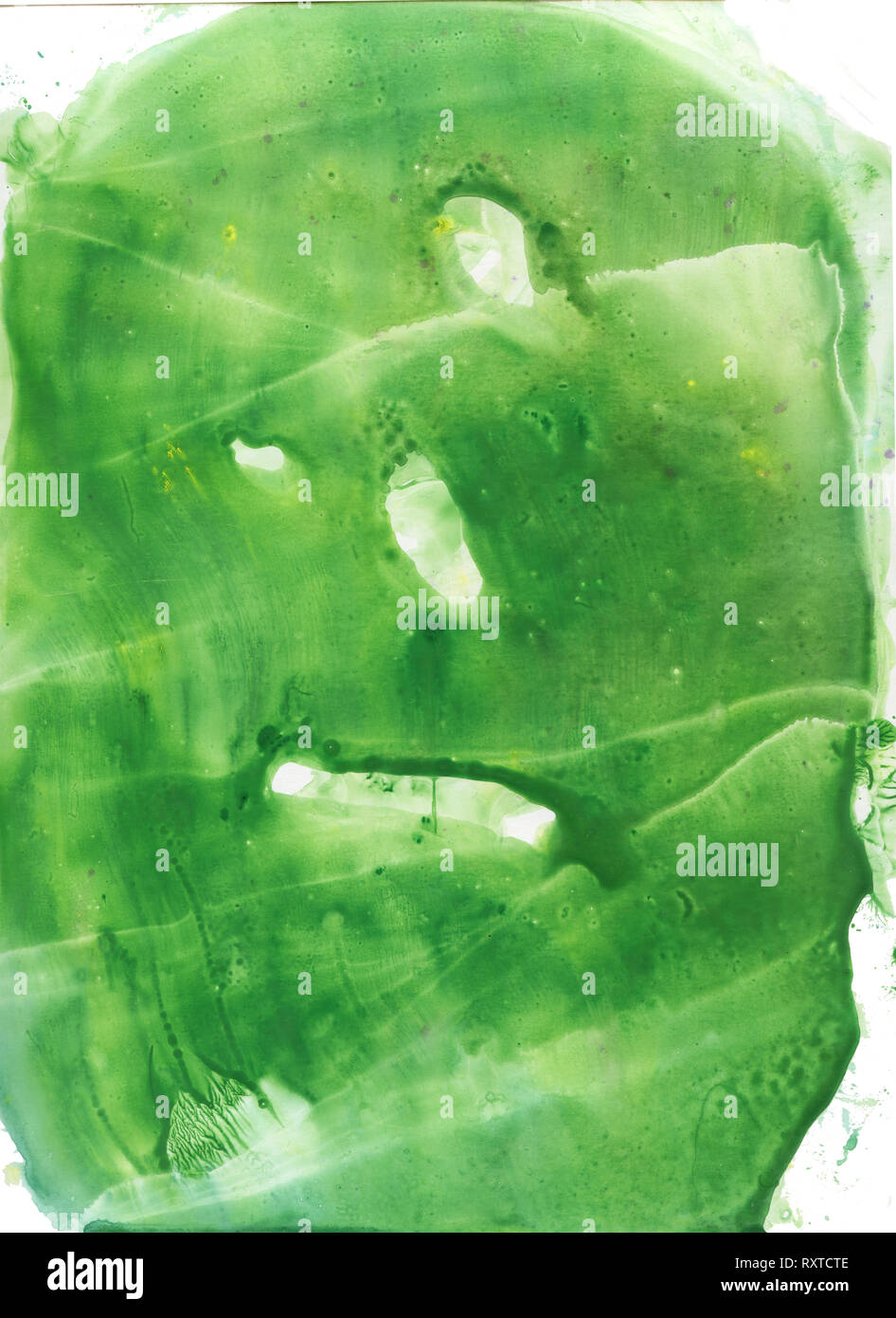 Green watercolor spot. Hand drawn illustration. Painting background ...