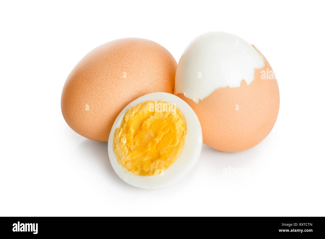 boiled egg and half isolated on white background Stock Photo - Alamy