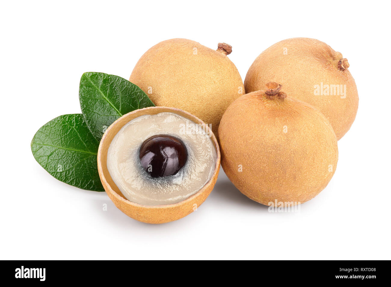 Fresh longan fruit with leaves isolated on white background Stock Photo ...